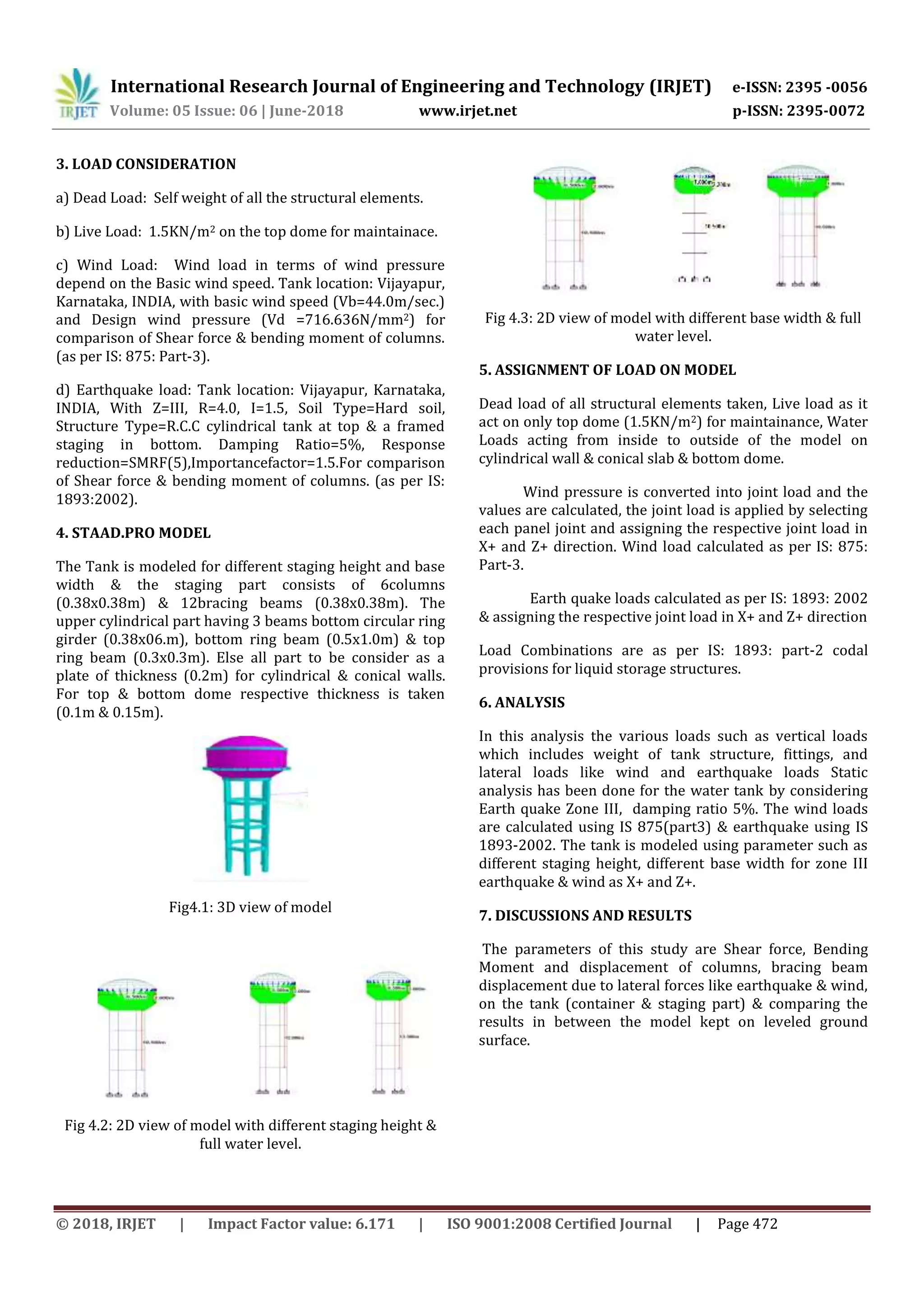 IRJET- Analysis of Overhead Water Tank with Different Staging Height ...