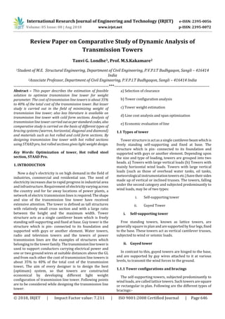 IRJET- Review Paper on Comparative Study of Dynamic Analysis of Transmission Towers | PDF