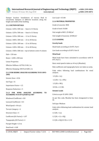 IRJET- Performance Analysis of High Rise RCC Frame Structure using Various Types of Dampers | PDF