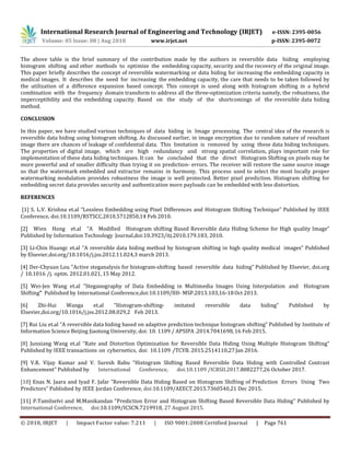 IRJET- Reversible Data Hiding using Histogram Shifting Method: A Critical Review | PDF