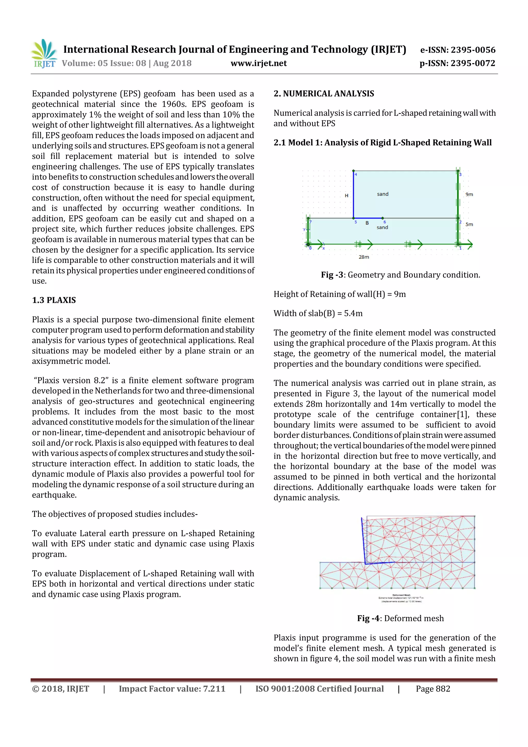 IRJET- Numerical Analysis of L-Shaped Retaining Wall with Compressible ...
