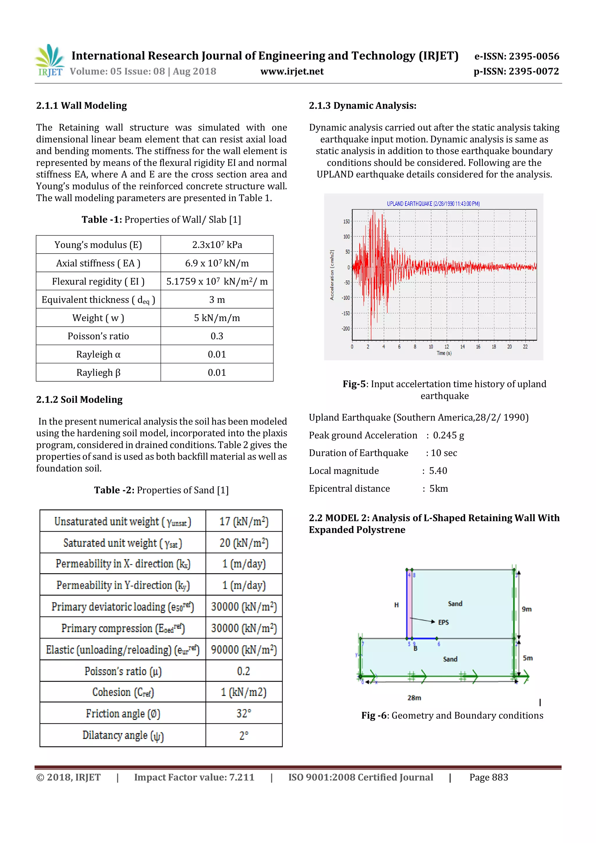 IRJET- Numerical Analysis of L-Shaped Retaining Wall with Compressible ...