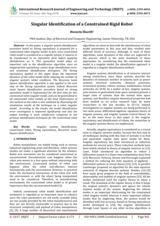 IRJET- Singular Identification of a Constrained Rigid Robot | PDF