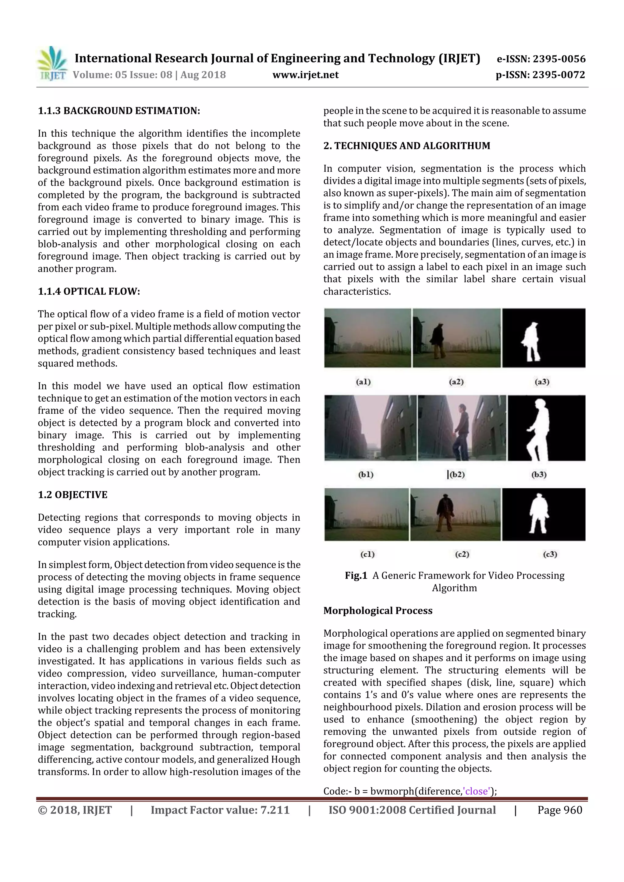 IRJET- Real Time Video Object Tracking using Motion Estimation | PDF