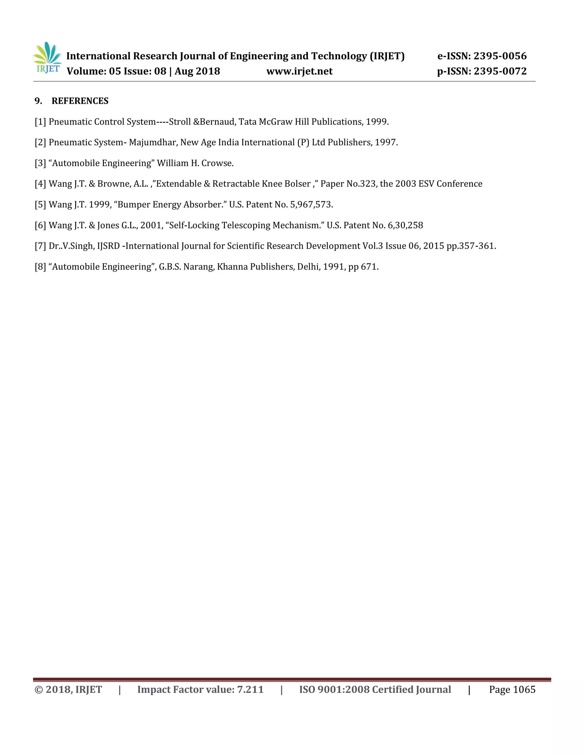 IRJET- Automatic Pneumatic Bumper and Braking System | PDF