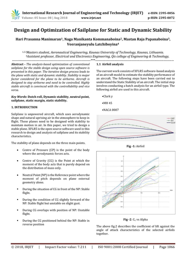 IRJET- Design and Optimization of Sailplane for Static and Dynamic Stability | PDF