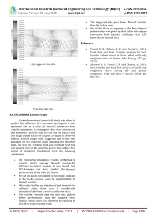 IRJET- Thermal Analysis on Solar Air Heater Duct | PDF