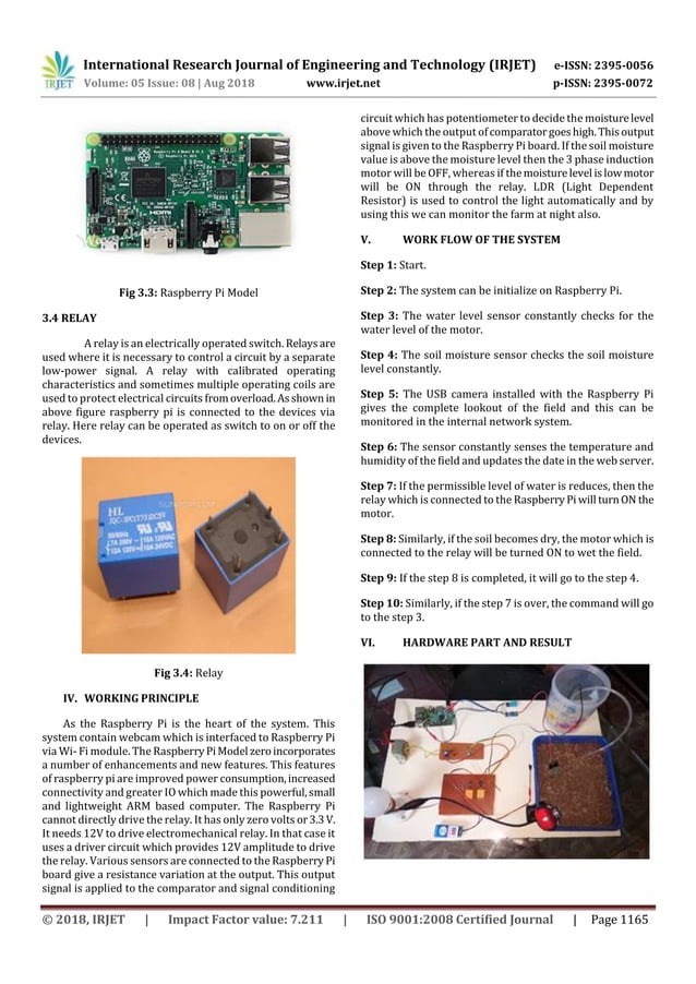 IRJET- Smart Irrigation System using IoT and Raspberry PI | PDF | Agriculture | Industries