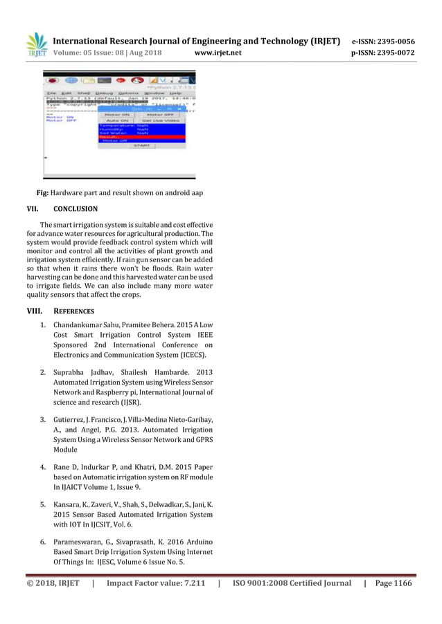 IRJET- Smart Irrigation System using IoT and Raspberry PI | PDF | Agriculture | Industries