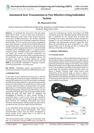 IRJET- Automated Gear Transmission in Two Wheelers using Embedded ...