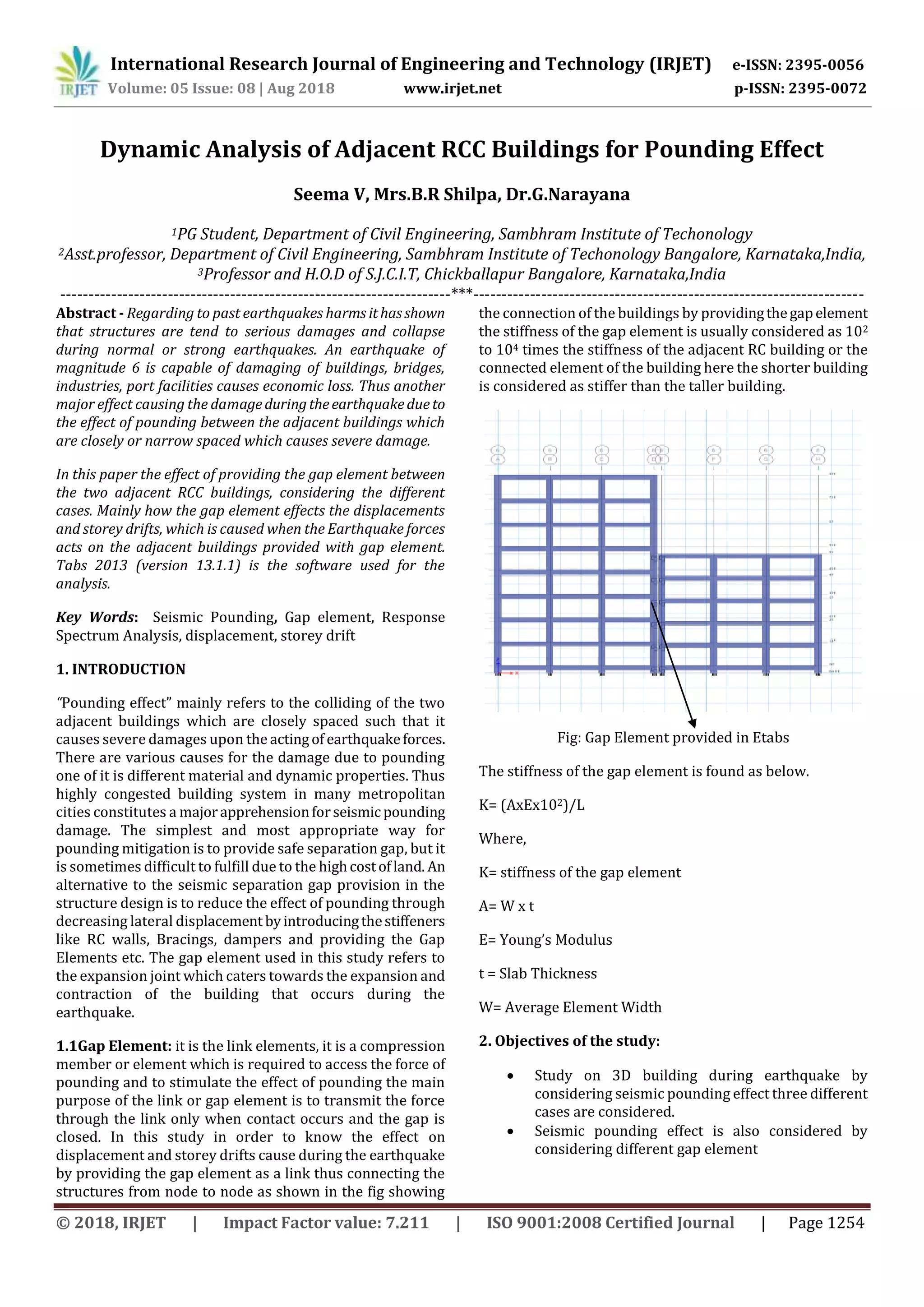 IRJET- Dynamic Analysis of Adjacent RCC Buildings for Pounding Effect | PDF