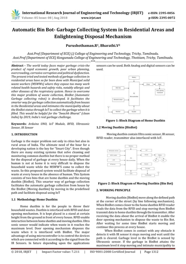 IRJET- Automatic Bin Bot- Garbage Collecting System in Residential Areas and Enlightening ...