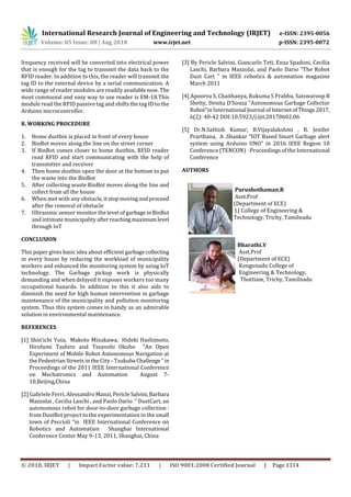 IRJET- Automatic Bin Bot- Garbage Collecting System in Residential ...