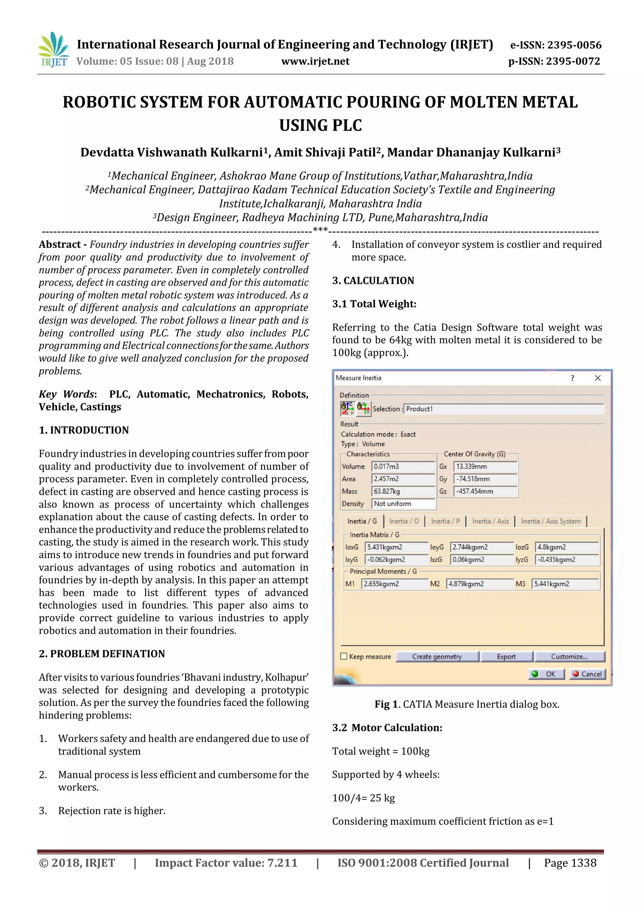 IRJET- Robotic System for Automatic Pouring of Molten Metal using PLC | PDF