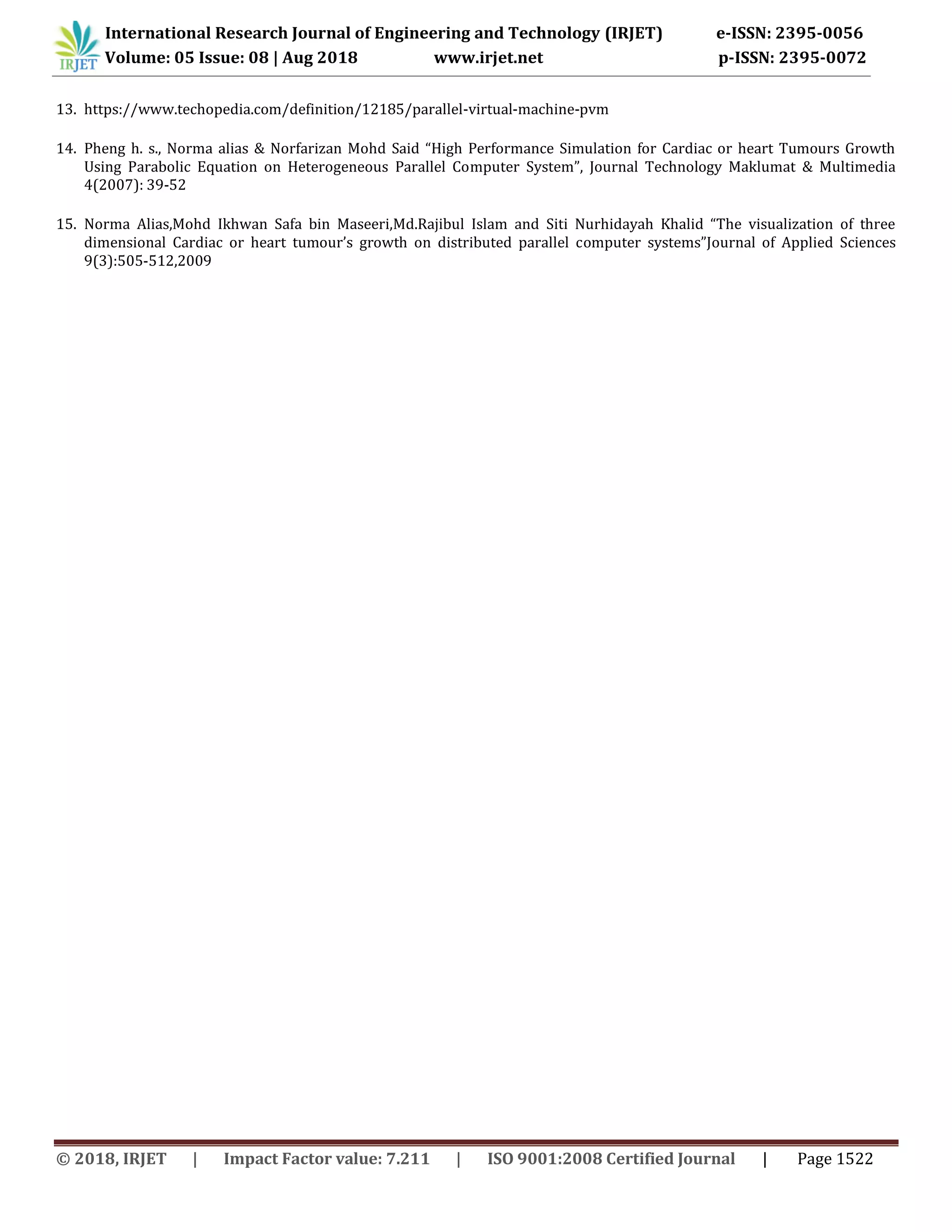 IRJET- A Review : An Efficient Approach to Detect and Analyse Heart Tumor using Parallel Data ...