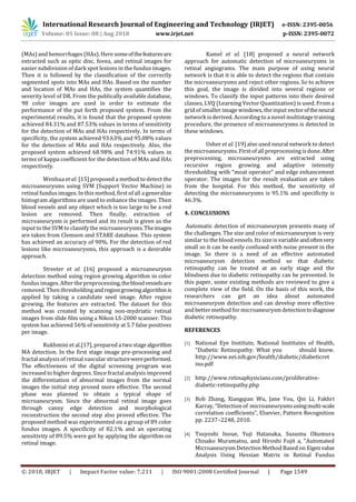 IRJET- Detection of Microaneurysm in Diabetic Retinopathy: A Review | PDF