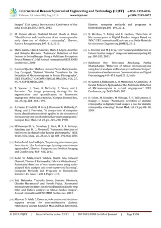 IRJET- Detection of Microaneurysm in Diabetic Retinopathy: A Review | PDF