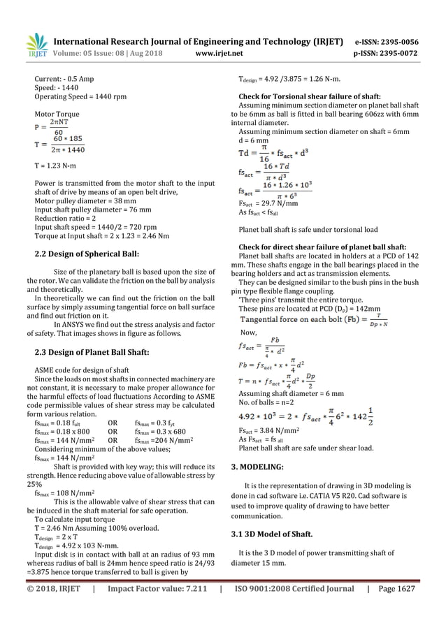 IRJET- Planetary Ball Continuously Variable Transmission System | PDF