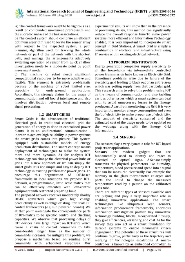 IRJET- Internet of Things (IoT) based Smart Grid | PDF