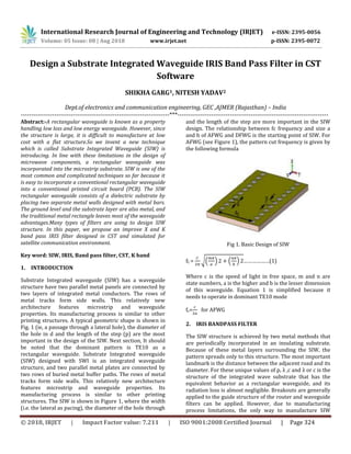 IRJET- Design a Substrate Integrated Waveguide IRIS Band Pass Filter in CST Software | PDF ...
