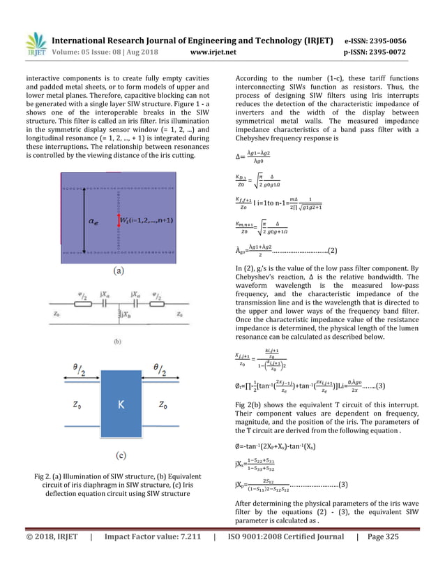 Irjet Design A Substrate Integrated Waveguide Iris Band Pass Filter In