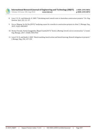 IRJET- Evaluation of Rework Factors Affecting Cost and Schedule ...