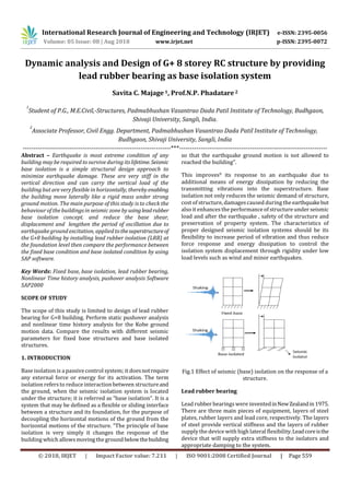 IRJET- Dynamic Analysis and Design of G+ 8 Storey RC Structure by Providing Lead Rubber Bearing ...