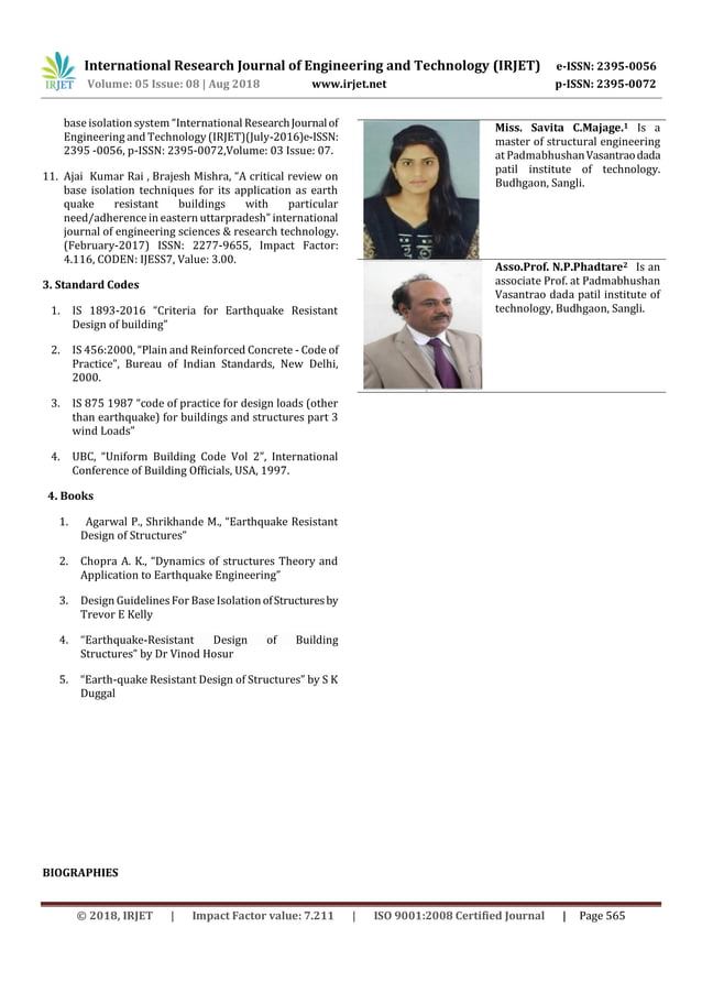 IRJET- Dynamic Analysis and Design of G+ 8 Storey RC Structure by Providing Lead Rubber Bearing ...