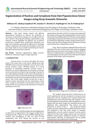 IRJET- Segmentation of Nucleus and Cytoplasm from Unit Papanicolaou Smear Images using Deep ...