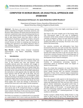 IRJET- Computer vs Human Brain: An Analytical Approach and Overview | PDF