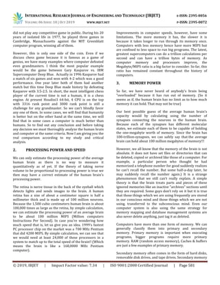IRJET- Computer vs Human Brain: An Analytical Approach and Overview | PDF