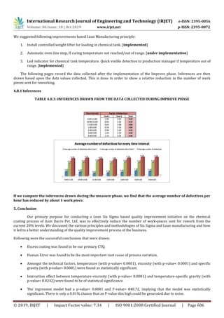 IRJET- Application of Lean Six Sigma Principles | PDF