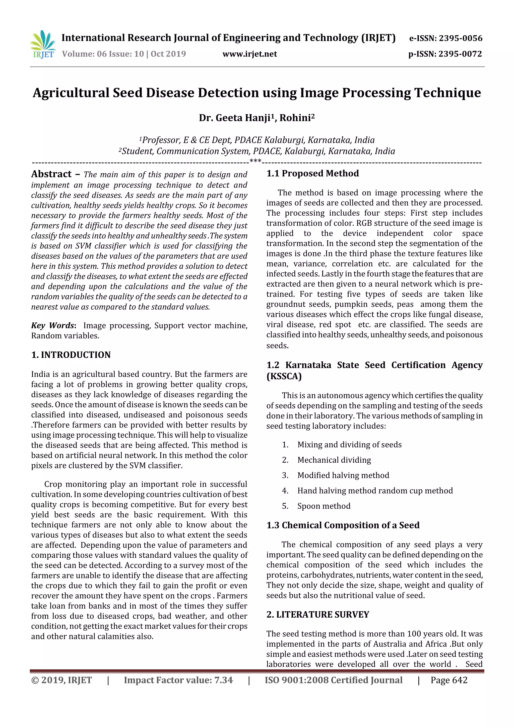 IRJET- Agricultural Seed Disease Detection using Image Processing ...