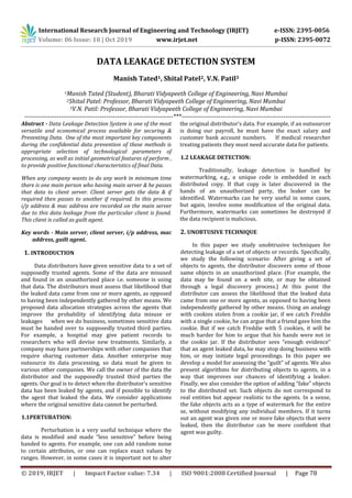 IRJET- Data Leakage Detection System | PDF | Operating Systems | Computer Software and Applications