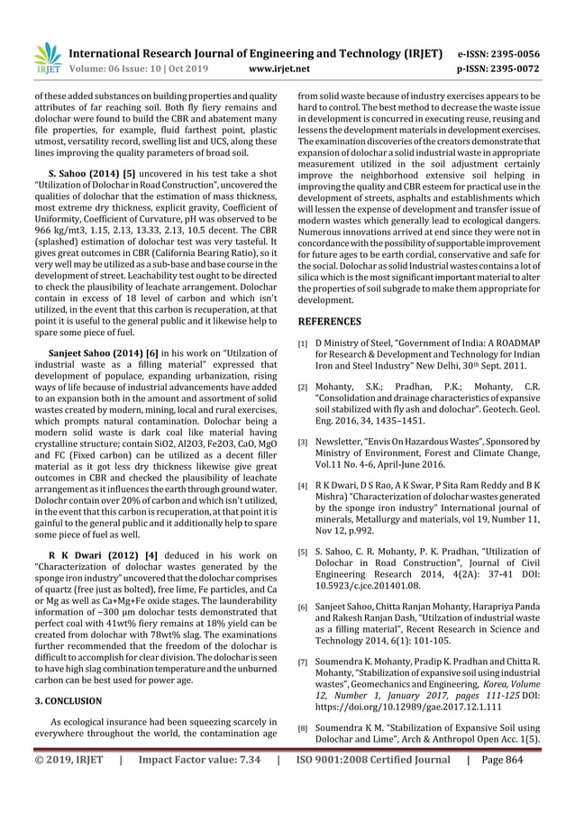 IRJET- An Epitome of Soil Stabilization using Dolochar as a Solid Waste ...