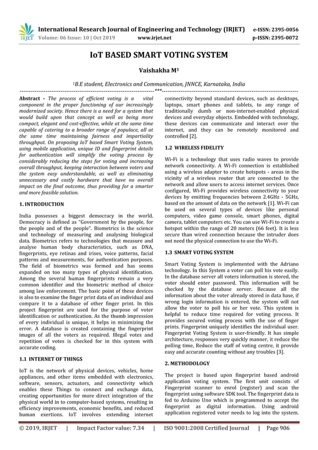 IRJET- IoT based Smart Voting System | PDF