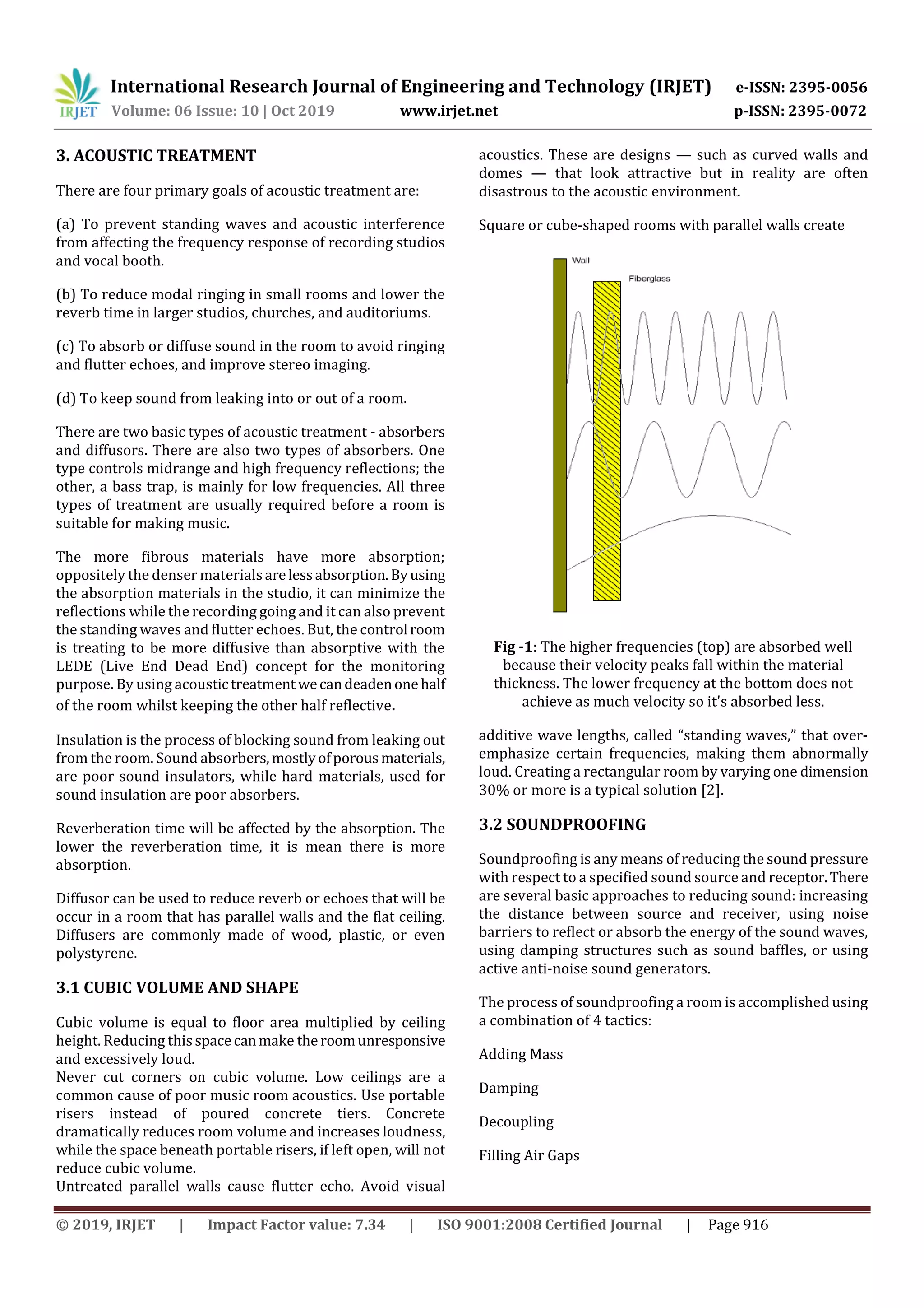 IRJET- An Analysis of Acoustic Treatment on Recording Studio | PDF