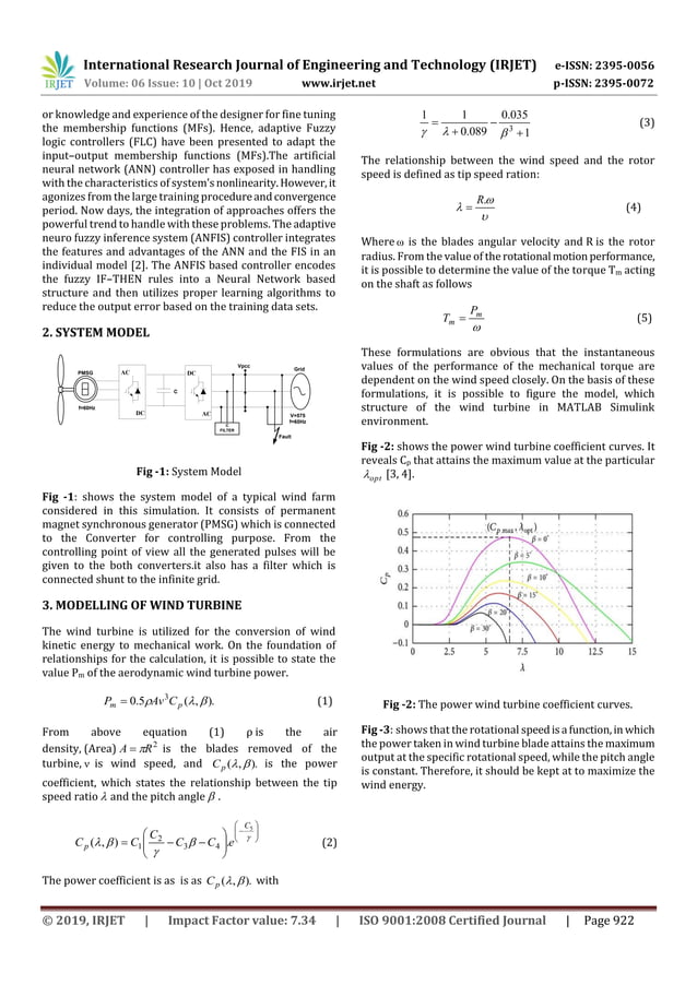 IRJET- Design and Analysis of Adaptive Neuro-Fuzzy Controller based Pitch Angle Controlled Wind ...