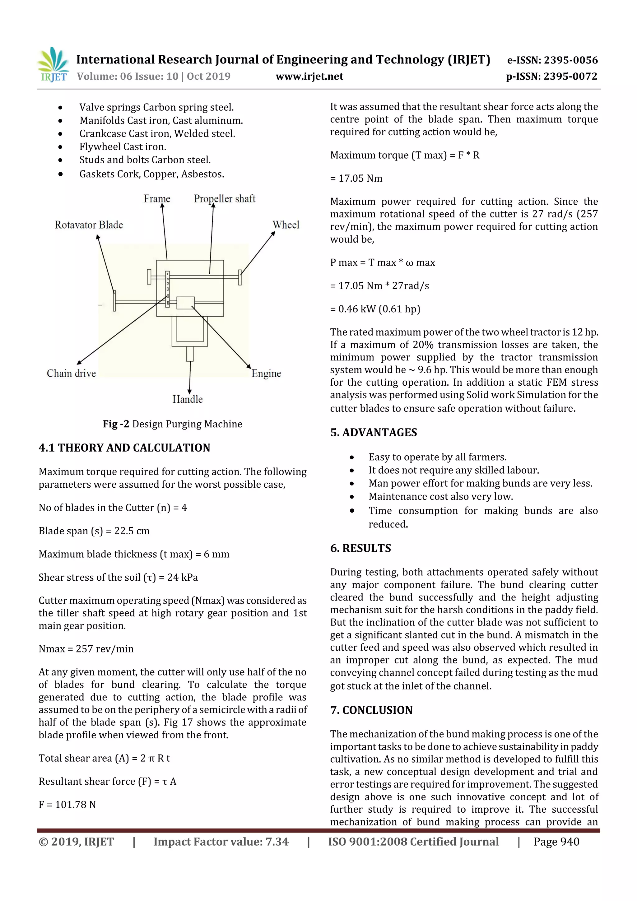 IRJET- Design and Fabrication of Bunds Purging Machine | PDF