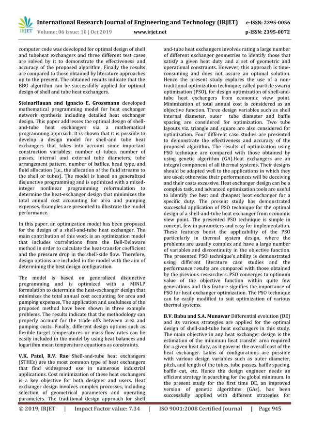 IRJET- Design the Shell and Tube Heat Exchanger with the Help of Programming using Matlab ...