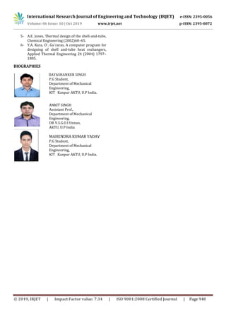 IRJET- Design the Shell and Tube Heat Exchanger with the Help of Programming using Matlab ...