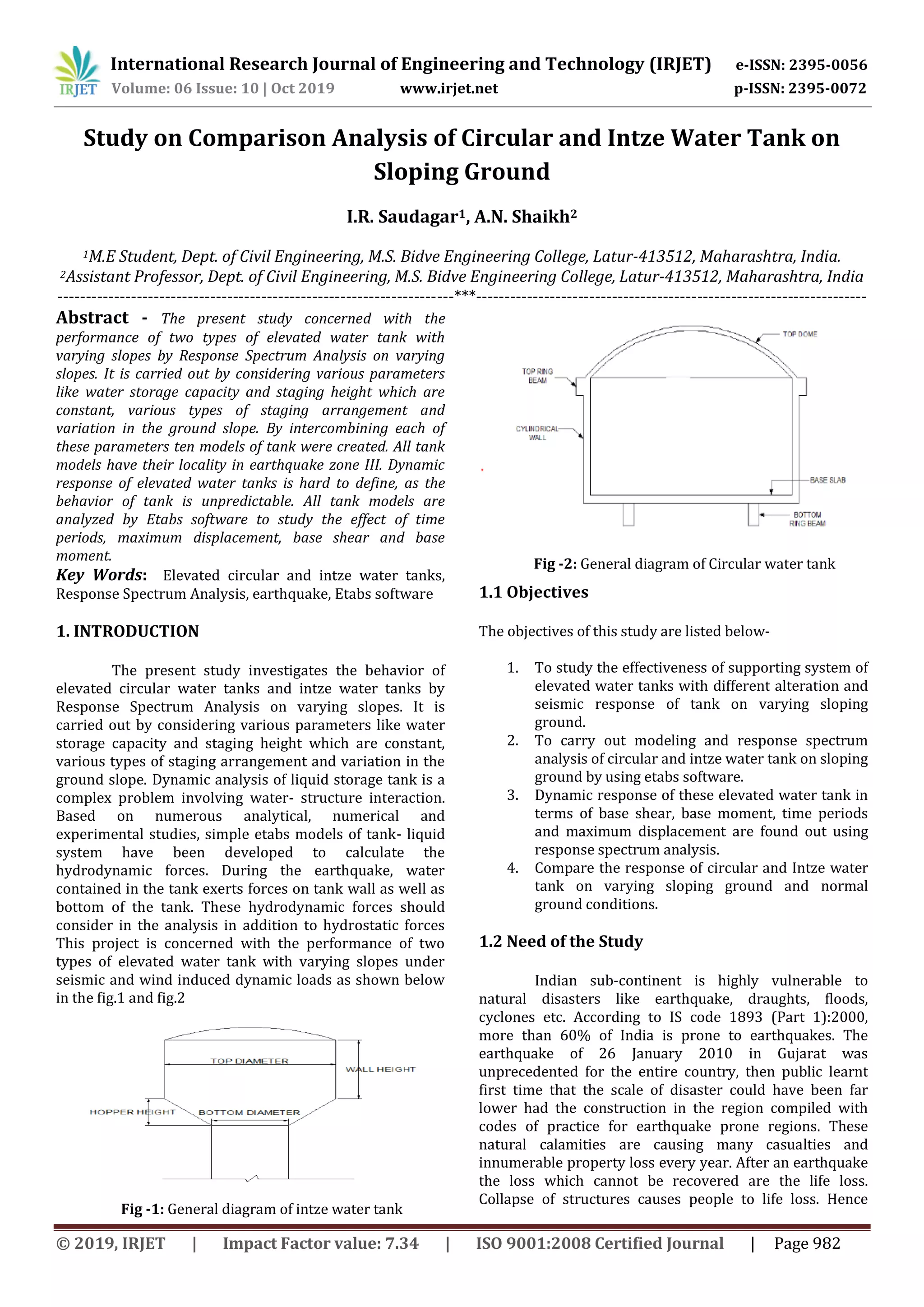 IRJET- Study on Comparison Analysis of Circular and Intze Water Tank on ...