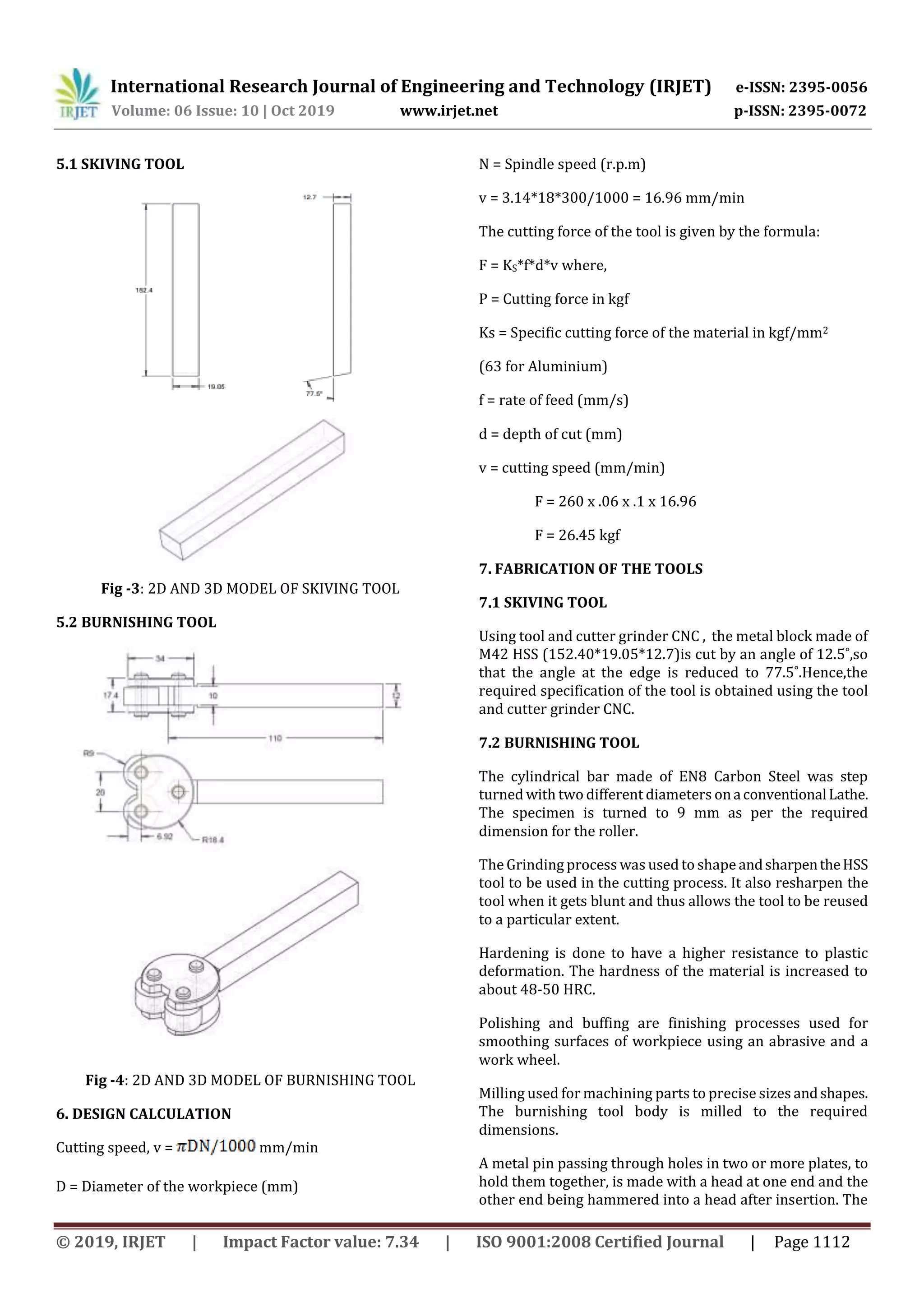IRJET- Design and Fabrication of Skiving and Burnishing Tool | PDF