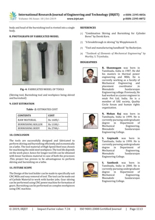 IRJET- Design and Fabrication of Skiving and Burnishing Tool | PDF