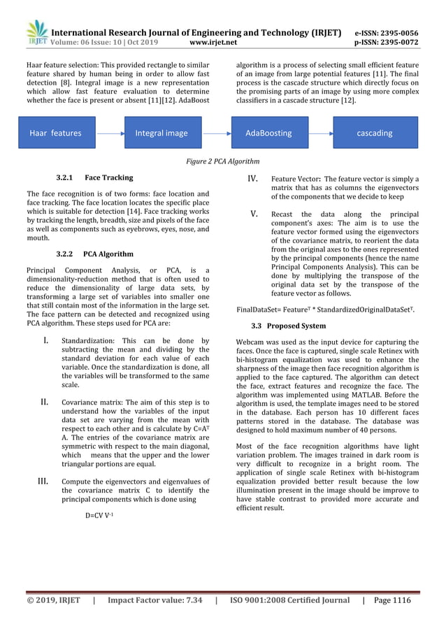 Irjet Design Of An Automated Attendance System Using Face Recognition