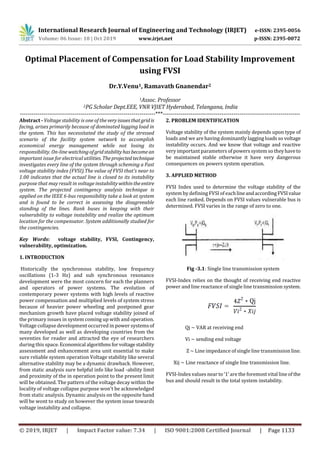 IRJET- Optimal Placement of Compensation for Load Stability Improvement using FVSI | PDF