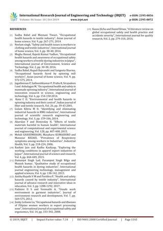 IRJET- Occupational Health and Safety in Textile Industries | PDF