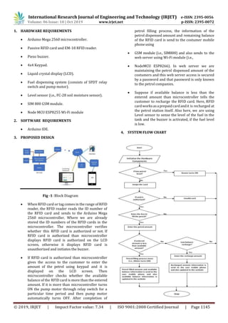 IRJET- Smart Automatized IoT based E-Petrol Pump | PDF