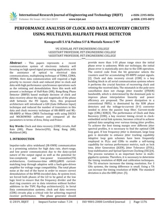 IRJET- Performance Analysis of Clock and Data Recovery Circuits using Multilevel Halfrate Phase ...