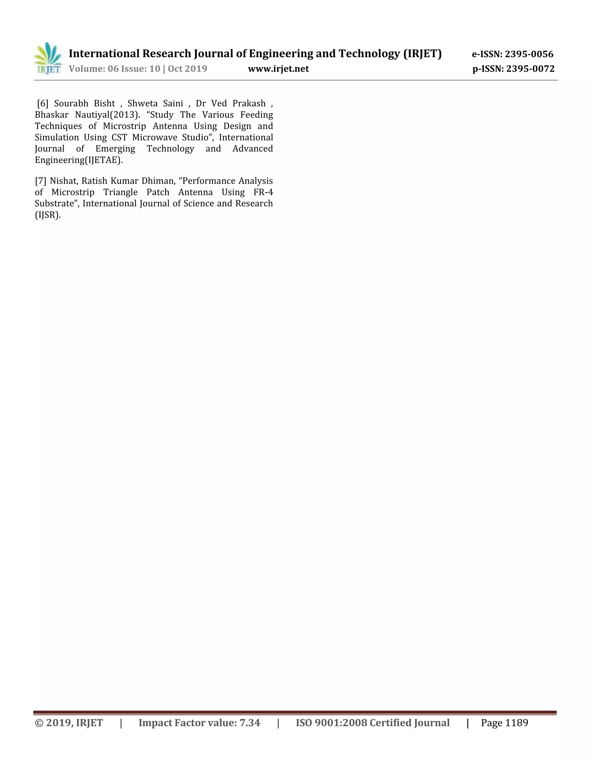 Irjet Analysis Of Triangular Slot Microstrip Patch Antenna For